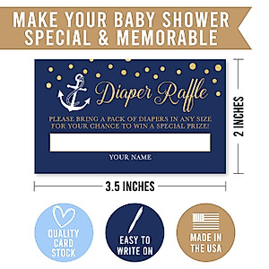 Hadley Designs 25 Baby Shower Diaper Raffle Tickets For Baby Shower Games To Play - Nautical Baby Shower Games Gender Neutral, Diaper Raffle Cards, Baby Raffle Tickets, Baby Shower Invitation Inserts