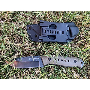 LETHALIFE Tactical Fixed Blade Hunting Knife - Full Tang, Coyote Brown