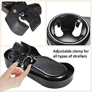 2 in 1 Universal Stroller Snack Tray with Cup Holder, Snack Catcher and Drink Holder for Stroller Snack Tray Attachment - Upgraded Removable Clip for Bumper Bar of Stroller Tray for Baby (Black)