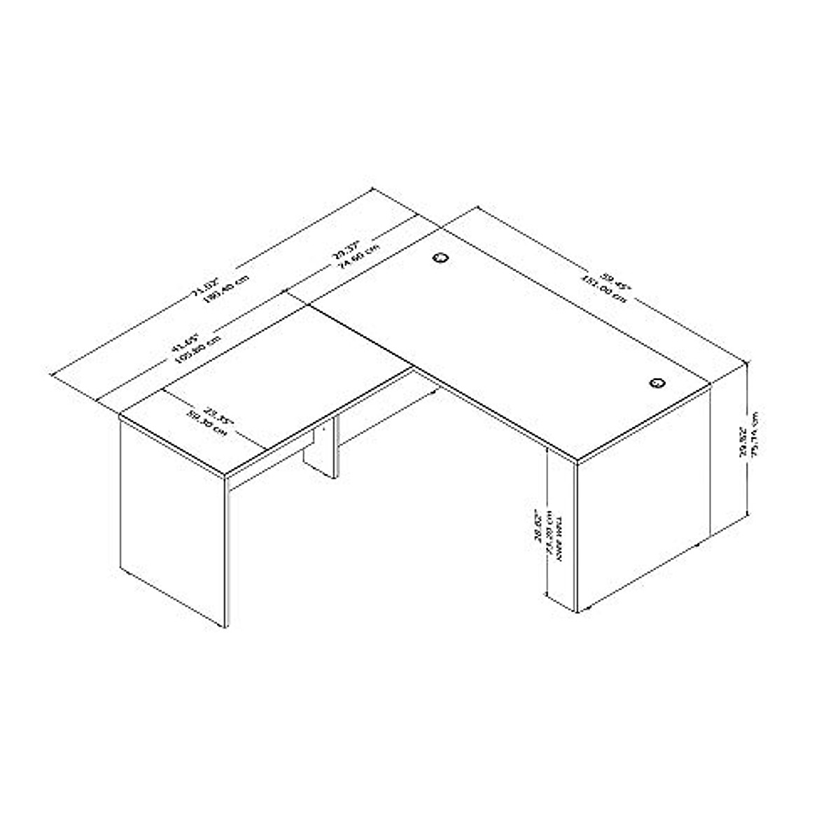 Bush Business Furniture Studio C L Shaped Desk with Return, 60W x 30D, Storm Gray