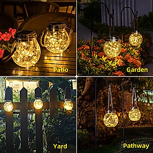 ROSHWEY Solar Lantern, 2 Pack Garden Decor Waterproof Outdoor Lanterns with 30 LED Christmas Decorations Solar Lights Patio Hanging Lights for Backyard Fence Pathway, Warm White