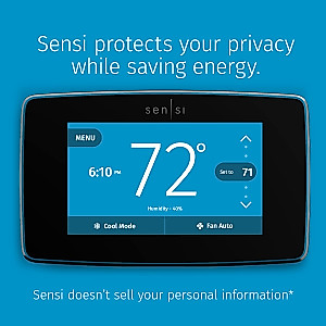 Sensi Touch Smart Thermostat by Emerson with Touchscreen Color Display, Programmable, Wi-Fi, Mobile App, Easy DIY, Data Privacy, Works with Alexa, Energy Star Certified, ST75 - Black, C-Wire Required