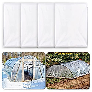 Greenhouse Film,4PCS 6.5x9.8Ft Clear Greenhouse Plastic Sheeting Cover,UV Resistant Polyethylene Film,for Horticulture,Garden and Agriculture,Apply to Greenhouse Plants Windproof Frost Dust Proof
