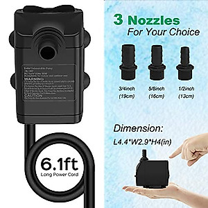 Knifel Submersible Pump 660GPH Ultra Quiet with Dry Burning Protection 8.2ft High Lift for Fountains, Hydroponics, Ponds, Aquariums & More…………