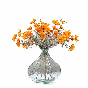 Artfen 6 Pcs Artificial Calliopsis Flowers Fake Silk Flower Table Kitchen Home Garden Party Wedding Decoration Approx 24'' High Warm Autumn Orange No Vase