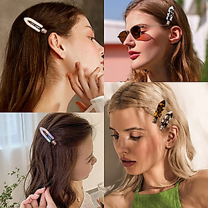 Magicsky 10PCS No Bend Hair Clips for Styling, Acrylic No Crease Curl Small Pin, Bang Barrette Tool for Makeup-Hairstyle Accessories for Women Girls, Leopard White Black