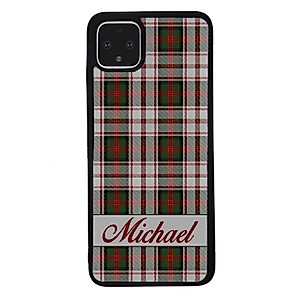 Christmas Tartan Quilt Blanket Personalized Black Rubber Phone Case Compatible With Google Pixel 8 Pro, 8a, 8, 7a, 7, Pixel 7 Pro, 6a, Pixel 6 Pro, 6, 5, 4a 5G, 4a 4G, 4, 4 XL, 3a, 3a XL, 3, 3 XL