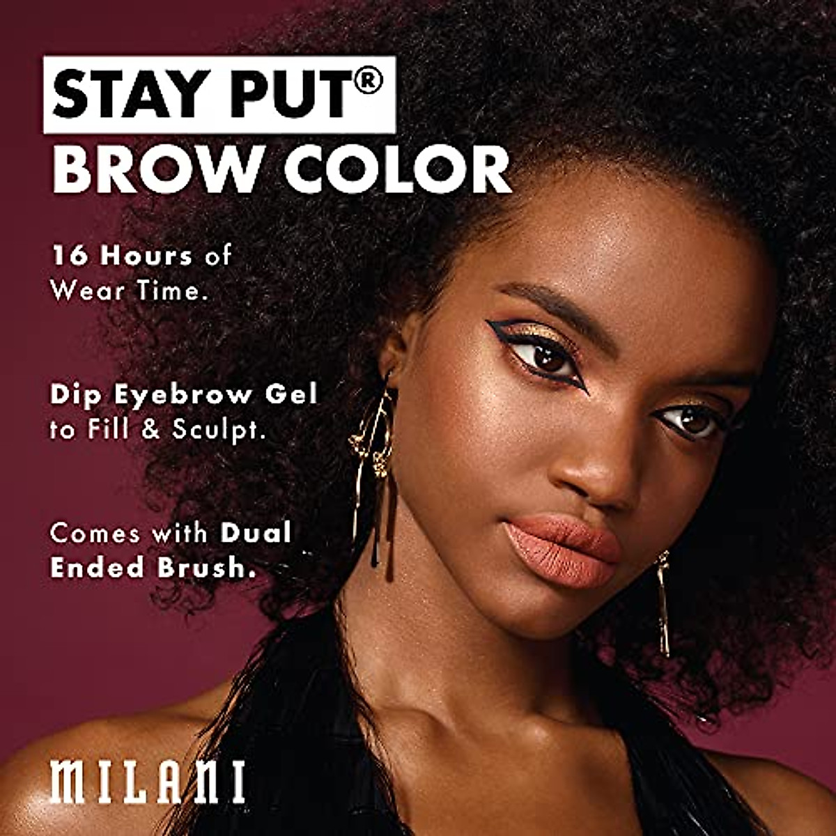 Milani Stay Put Brow Color - Medium Brown (0.09 Ounce) Vegan, Cruelty-Free Eyebrow Color that Fills and Shapes Brows…