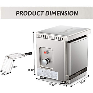 R.W.FLAME Infrared Propane Gas Grill Tabletop, Stainless Steel Small Barbecue Grill, Compact BBQ Grill with Probe, Foldable Dustproof Panel, Grilling Basket, Temperature Control,Less Smoke