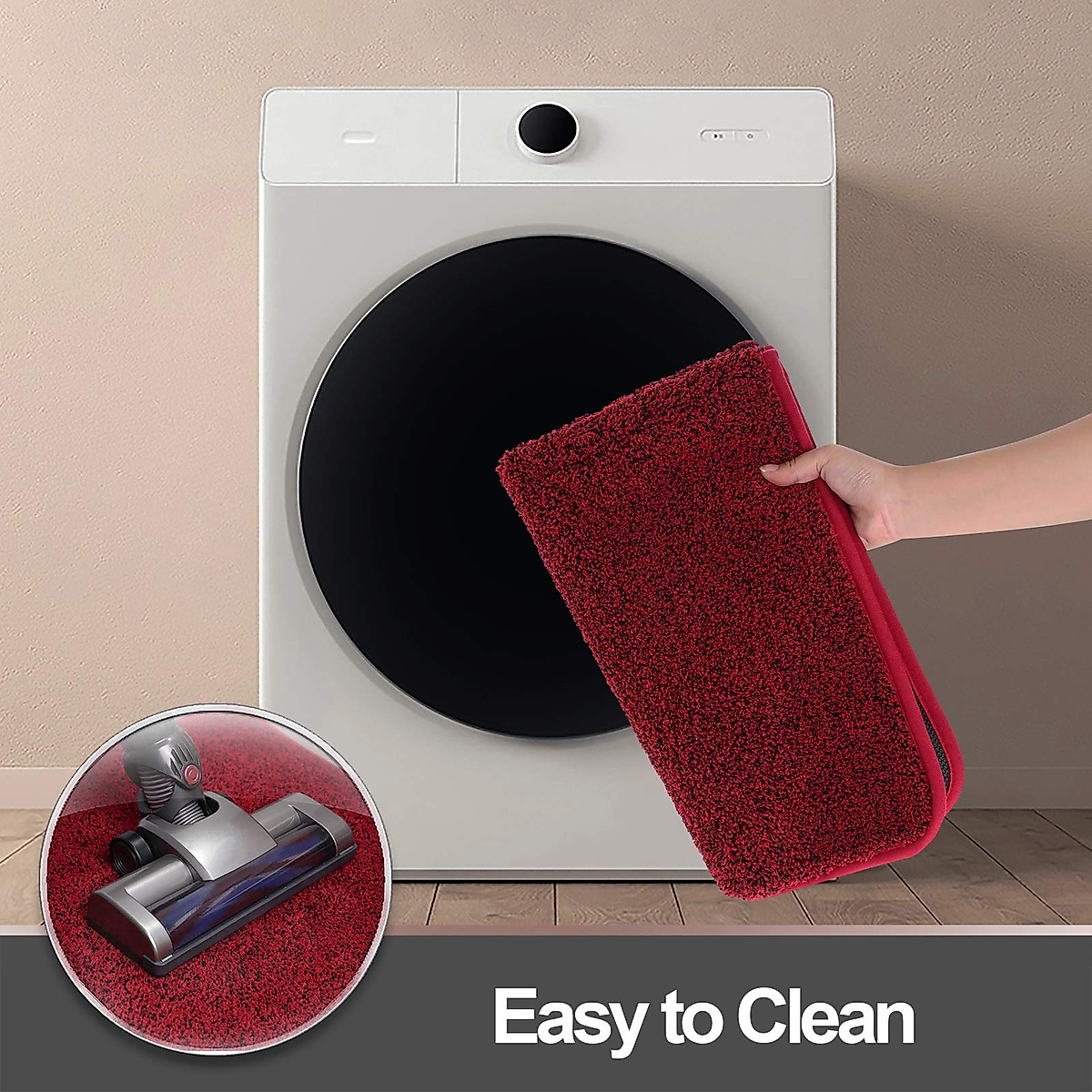 ITSOFT 2pc Non-Slip Kitchen Dirt Trapper Rug Runner Set, Absorbent Shoe Scraper, Machine Washable (59" x 17.5" + 29.5" x 17.5") (Red & Black)