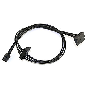 RuiLing 2pcs Black Motherboard ATX Mini 4 Pin to 2X Right-Angle 15 Pin SATA Hard Drive HDD Power Supply Adapter Cable 18AWG 19.7 Inch for Lenovo