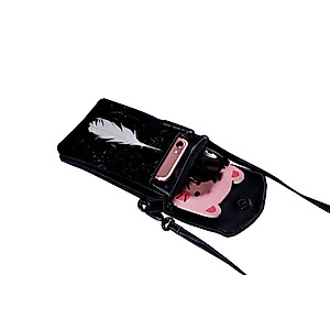 MAPOLO Feather Black And White Women Small Crossbody Bag Cell Phone Purse Wallet for Women Girls