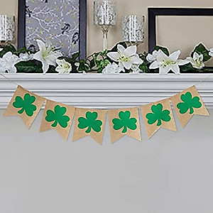 Rustic Shamrock Garland | Burlap Shamrock Garland Banner | St. Patricks Day Decorations | Burlap Clover Garland Banner | Irish Day Celebration Decor 