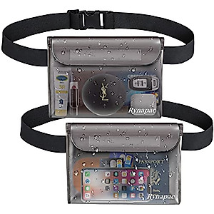 Waterproof Pouch and Cell Phone Case Set - Ideal for Beach Water Sports, Boating, Snorkeling, Kayaking, Rafting, Sailing - Includes 2 Clear Phone Dry Bags and 2 Fanny Packs, Perfect Cruise Essentials