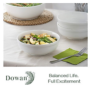 DOWAN Soup Bowls for Kitchen, 32 oz White Bowls for Cereal Salad Ramen Noodle, Porcelain Bowls with Non-slip Design, Sturdy and Easy to Hold, Set of 3, 7.25 Inch