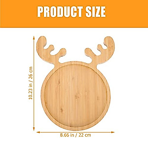 Angoily Wooden Christmas Serving Tray Reindeer Antlers Shaped Sushi Sashimi Serving Tray Appetizer Tray Snack Dessert Candy Dish for Christmas Restaurant Home