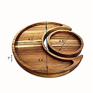 Moon Tray Acaica Wood Crystal Holder for Stones Healing Crystals Storage and Organizer Crescent Bowl Witchy Crystal Display Essential Oil Holder Moon Jewelry Dish (Acacia Wood 1)
