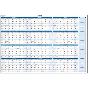 Sky Blue 2024 Dry-Erasable Wall Calendars 24 x 36 - MA (2024) - 24H36BM - with next year planning area