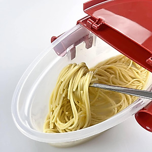Microwave Pasta Boat with Strainer Pasta Cooker for Pasta, Rice, Vegetables, Chicken