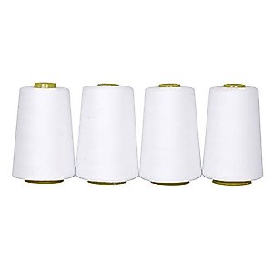 Mandala Crafts All Purpose Sewing Thread Spools - White Serger Thread Cones 4 Pack - 40S/2 24000 Yds White Polyester Thread for Overlock Sewing Machine Quilting