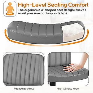 DUMOS Cirss Cross Chair Legged Office Wide Comfy Desk Seat, No Wheels Armless Computer Task Seating, Swivel Vanity Home Height Adjustable