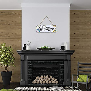 FaCraft He is Risen Door Sign,5"x14.5" Easter Door Hanger Sign,Easter Religious Sign for Wall Front Door Home Decorations