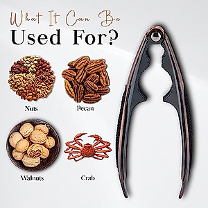 Alpine Cuisine Heavy-Duty Zinc Alloy Nut Cracker 6 Inch with Ergonomic Non-Slip Handle, 2 Different Cuts Nutcracker for Walnuts, Nuts, Walnuts, Hazelnut & Pistachio, Easy to crack - Antique Bronze