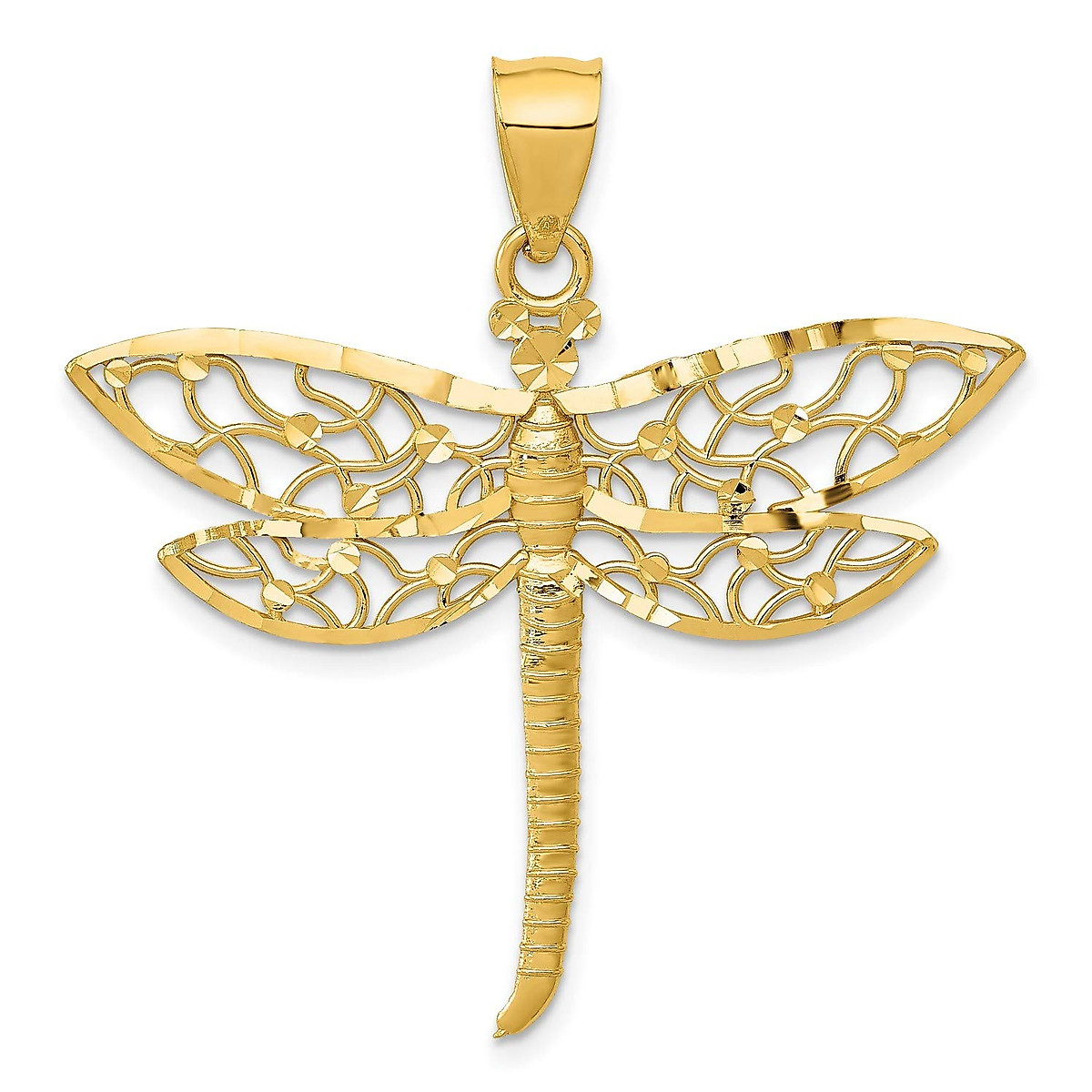 Jewelry Stores Network 14k Yellow Gold Solid Open Back Dragonfly Pendant 37 mm x 38 mm