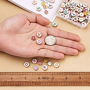 Pandahall 72Pcs Alloy Enamel Letter Beads Mixed Color Flat Round Number 0-9 & Alphabet Letter A-Z Beads Loose Spacers for Jewelry Making, Hole: 1.4-1.5mm