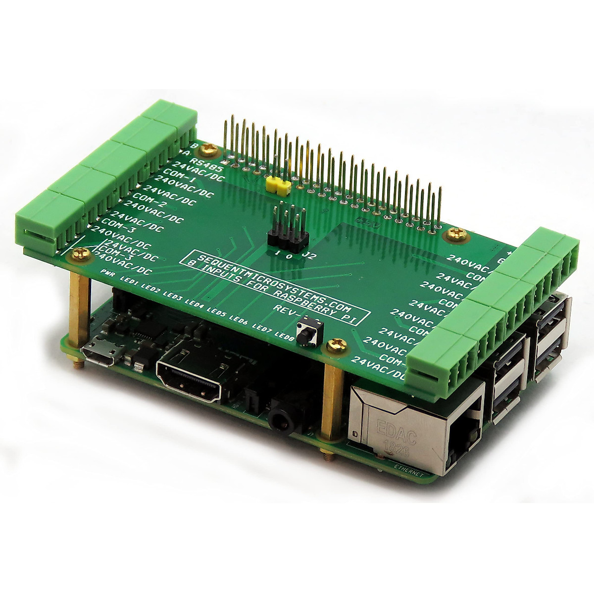 16 Digital Inputs 8-Layer Stackable HAT for Raspberry Pi