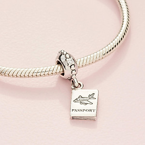 PANDORA Jewelry Passport Travel Dangle Cubic Zirconia Charm in Sterling Silver