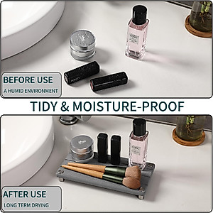 Lirongxing 3 Pack Drying Trays with Feet, Water Absorbing Stone Trays Diatomite Tray Instant Dry Sink Coasters, Kitchen Sponge Hand Soap Holder Countertop Fast Drying Counter Tray Stripe Drying Mat