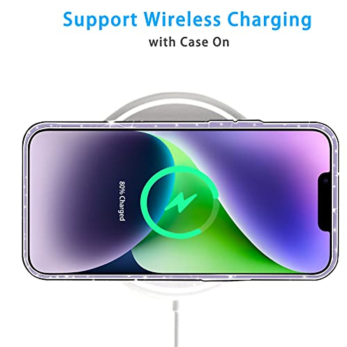 JJGoo Compatible with iPhone 14 Case, Bling Sparkle Soft TPU Anti-Scratch Shockproof Protective Phone Bumper, Women Girls Cute Slim Sparkly Phone Case for iPhone 14, Clear Glitter