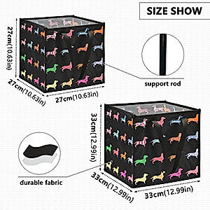 Blueangle Dachshund Dogs Cube Storage Bin with Handles, 13 x 13 x 13 in, Large Collapsible Organizer Storage Basket for Home Décor（1116）