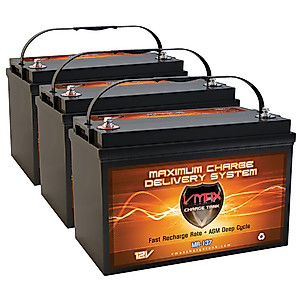QTY3 VMAX MR137-120 12V 120AH AGM Deep Cycle Group 31 Batteries for Minn Kota Riptide Terrova 112,36V 112lb Trolling Motor