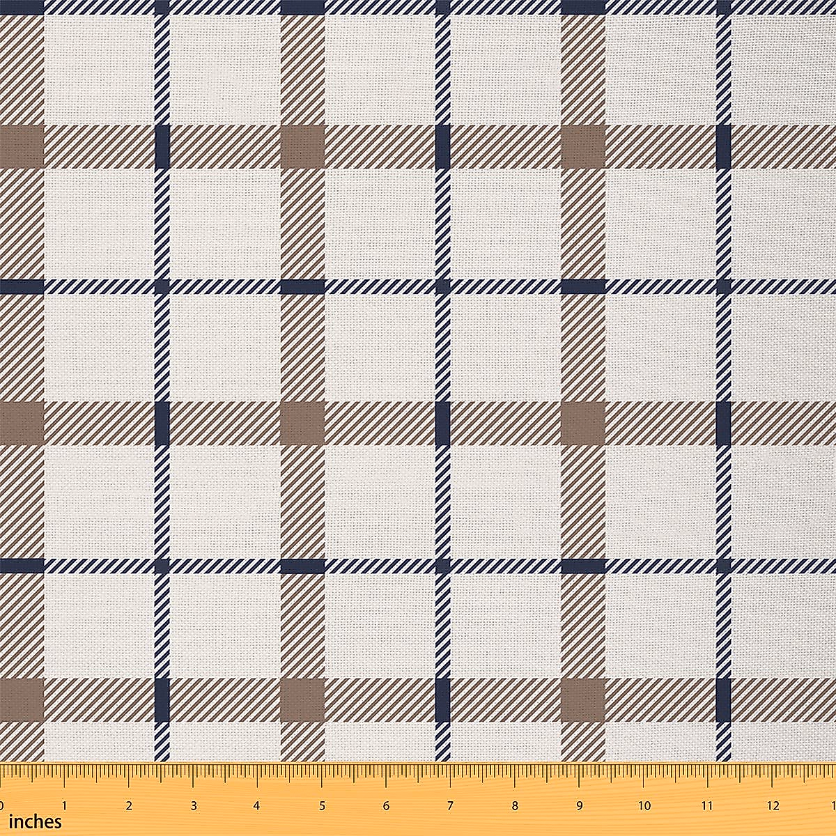 Brown White Lattice Upholstery Fabric Checkered Fabric by The Yard for Kids Teen,Farmhouse Geometric Grid Indoor Outdoor Fabric Buffalo Plaid Geometry Gingham Checkerboard Fabric,3 Yards