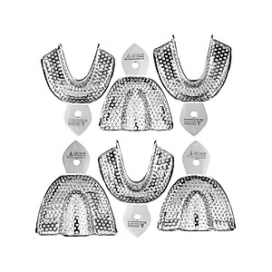 ARTMAN INSTRUMENTS Dental Impression Trays – Set of 6 Stainless Steel, Perforated, Autoclavable Trays (Small, Medium, Large) for Upper & Lower Teeth – Durable, Reusable, Rounded Margins for Comfort