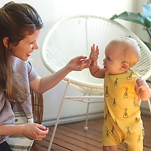 PARADE Organic Tank Rompers - Signature Prints Yellow Ukuleles 6-12 Months