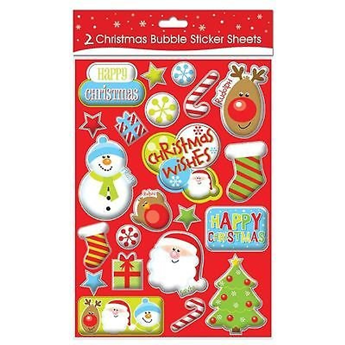 Atlona 2 A4 Sheets Christmas Bubble Stickers - Children's Xmas Activity Stocking