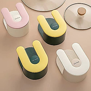 PXLYWLTZL lid pot organizer with drain，Punch-Free wall hanging Cutting Board rack in the Kitchen，pan Lid Organizer Holder Rack，lid holder，lid shelf (Green+Yellow)