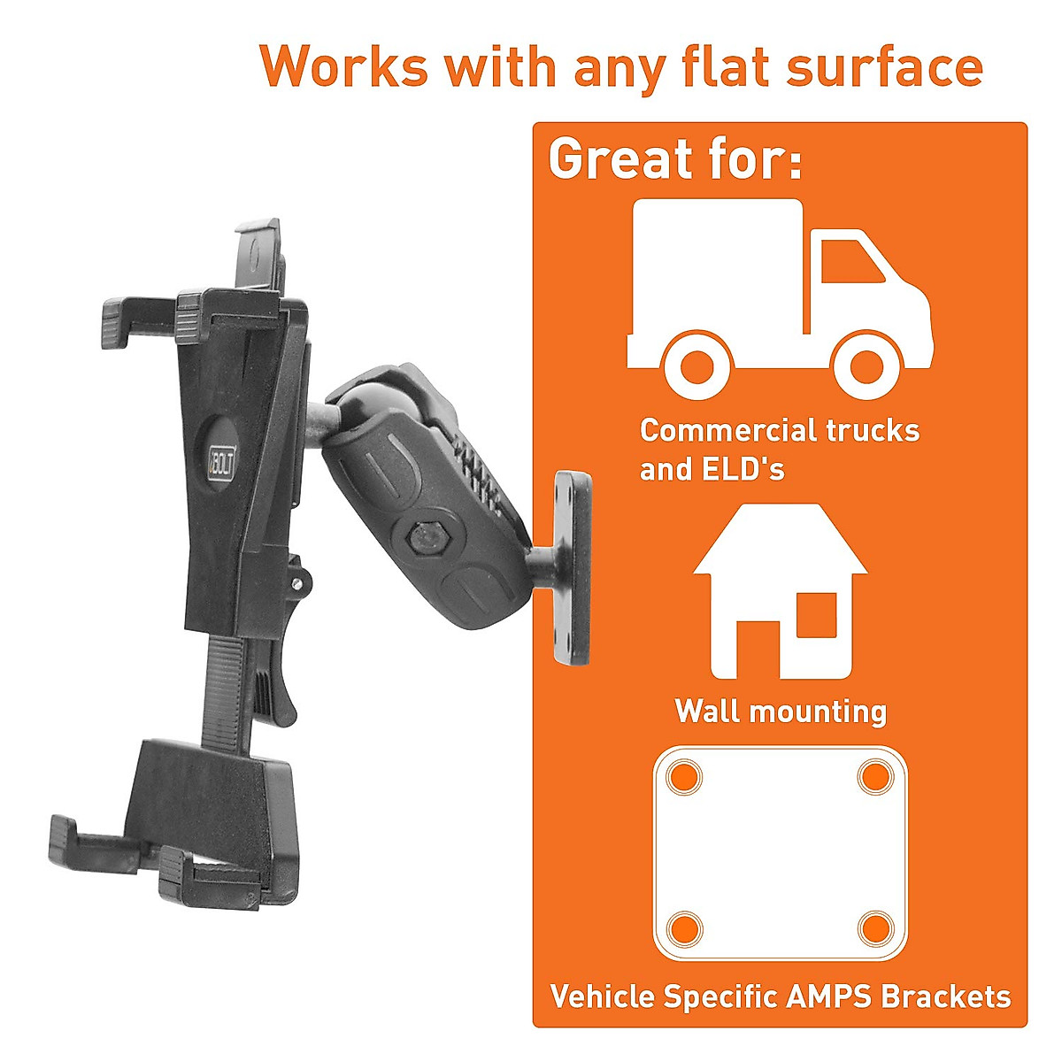 iBolt TabDock AMPs - Heavy Duty Drill Base Mount for All 7" - 10" Tablets (iPad, Samsung Tab) for Cars, Desks, Countertops: Great for Commercial Vehicles, Trucks, Homes, Schools, and Businesses