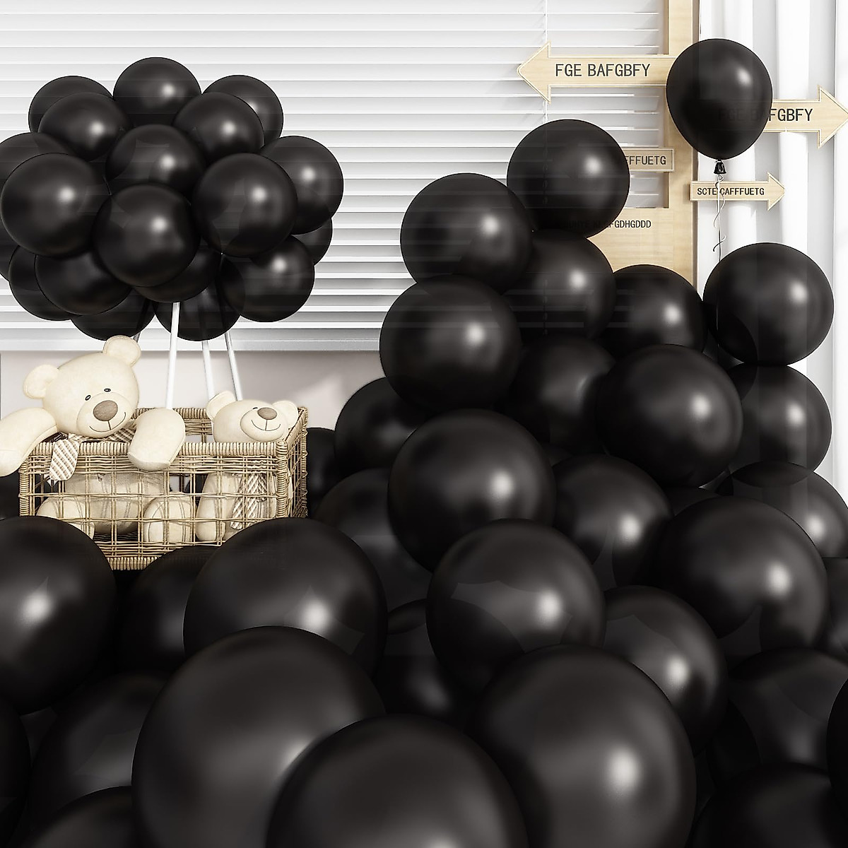 Pearl Black Balloons 12 Inch, 60 PCS Pearl Black Balloons, Black Latex Balloons, Biodegradable Balloons as Birthday Party Decorations, Helium Thicker Party Balloon for Graduation Retirement Supplies