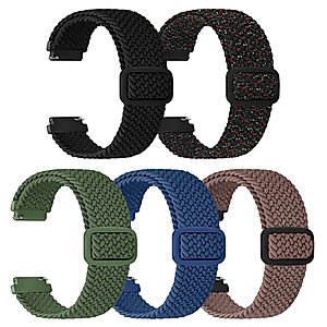 VNDAPT 20mm Elastic Braided Band Compatible with Samsung Galaxy Watch 6/5/4 40mm 44mm,Galaxy Watch 6 Classic/Watch 4 Classic, Adjustable Stretchy Sport Strap for Galaxy Active 2 40mm 44mm/Watch 3 41mm
