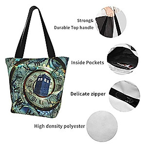 antcreptson Elegant Extra Large Canvas Beach Travel Reusable Grocery Shopping Tote Bag Portable Storage Handbag