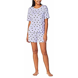 Disney Womens Short Pajama Set with Pockets (Purple, X-Large)