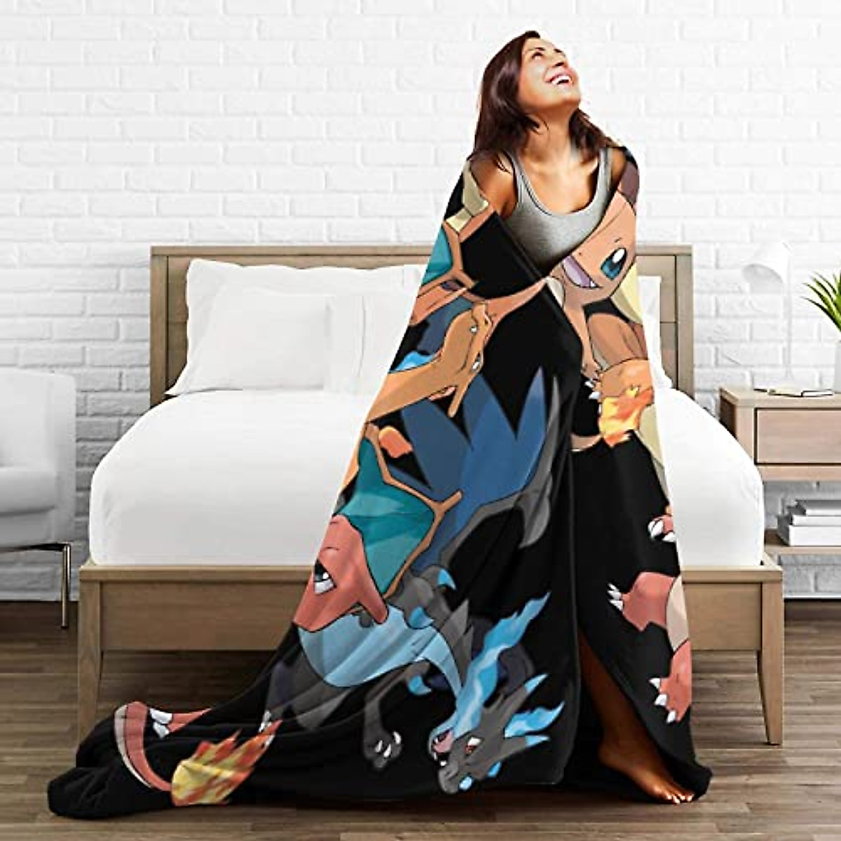 4414 Interesting Flannel Fleece Blanket for Beding Cozy Plush Throw Lightweight Decorative Air Conditioner Towel Couch Sofa Chair Office Travelling Camping Gift 80*60inch,Black