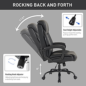 YEEFY High Back Executive Office Chair Ergonomic Desk Chair Rolling PU Leather Office Chair Heavy Duty Computer Chair Comfortable Home Office Desk Chairs with Wheels Arms Lumbar Support
