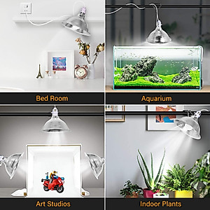 Simple Deluxe Clamp Lamp Light with 8.5 Inch Aluminum Reflector up to 150 Watt E26 Socket (no Bulb Included) 6 Feet 18/2 SPT-2 Cord, Silver and White, 2 Pack