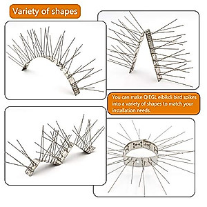QIEGL Bird Spikes for Pigeons Small Birds Anti Bird Spike Metal Bird Deterrent Spikes Stainless Steel Fence Spikes Cover 25 Feet (23 Pack Uninstalled)