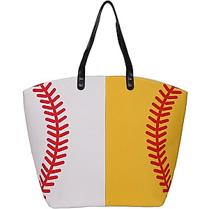 Large Baseball Tote Bag Sports Prints Utility Tote Beach Bag Travel Bag